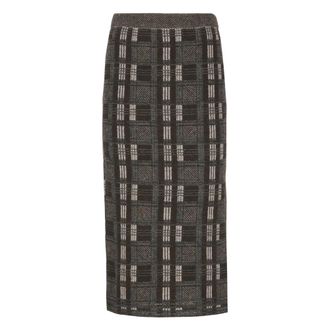 D.exterior Alpaka-Mischung Karo-Rock - - Skirts - Damen - Braun - M