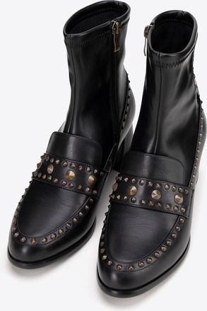 Wittchen Damen-Ankle-Boots mit Ziernieten, schwarz, Naturleder
