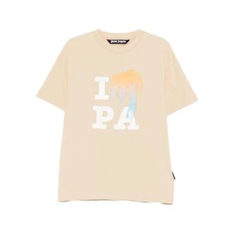 Palm Angels Palm-tree Print T-shirt - - Tops - Herren - Beige - S