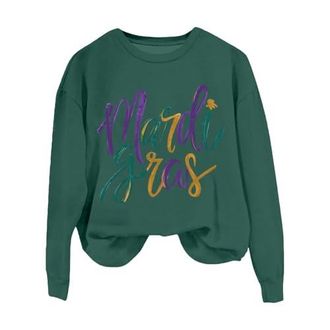 Generic Sweatshirt Femme Col Rond Pull Manches Longues Pull Sans Capuche Pull Haut Casual Tops St Tag Chemises pour Femmes Graphique Amusant Pull &agrave; Manches Lo