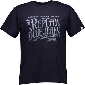 Replay Herren T-Shirt blau Baumwolle
