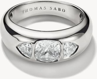 Thomas Sabo Silberfarbener Ring mit wei&szlig;en Schmucksteinen