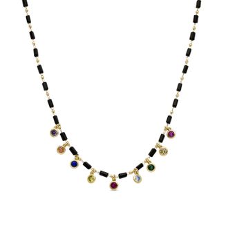Luxenter 925 Sterlingsilber-Halskette mit mehrfarbigem Zirkonia in 18-Karat-Gelbgold - Vusak