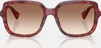 Ralph Lauren eckige Sonnenbrille mit braunen Gl&auml;sern in gl&auml;nzendem lila Havana