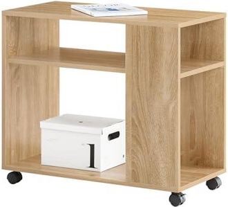 SoBuy Table dappoint avec roulettes, Table roulante à 2 Niveaux avec étagères de Rangement, Bibliothèque Mobile pour Salon, Chambre, Bureau, L70 x P35 x H60