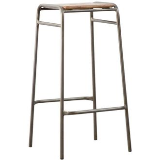 Made In Meubles Tabouret de bar &eacute;colier bois et m&eacute;tal 77cm Marcus