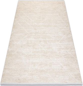 RugsX Rugsx - Tapis moderne duke 51533 crème - Géométrique, structuré, très doux, franges beige 80x150 cm