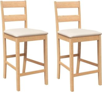 vidaXL Tabourets de bar avec coussins 2pcs naturel bois massif dh&eacute;v&eacute;a - Vidaxl