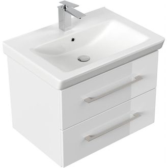 Magnolia Home Badm&ouml;bel City 65cm mit VundB Subway 2.0 Waschbecken SoftClose wei&szlig; hochglanz