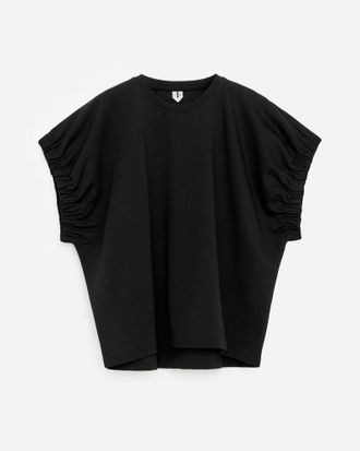 Arket T-Shirt Mit Gerafften &Auml;rmeln -Schwarz