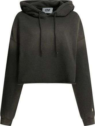 Golden Goose Femme, Sweatshirts et sweats &agrave; capuche, Gris, Taille: 38 FR Star Cropped Hooded SweaT-shirt