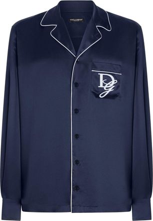 Dolce & Gabbana chemise à logo brodé - Bleu