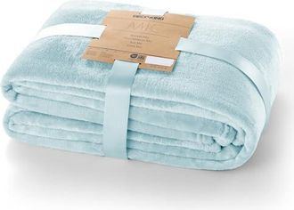 Decoking Kuscheldecke 220x240 cm hellblau Decke Microfaser Tagesdecke Fleece weich sanft kuschelig Baby Blue Mic