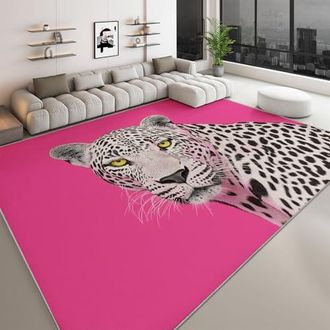 Generic Tapis Imprim&eacute; Antid&eacute;rapant 140 x 200 cm, Tapis R&eacute;aliste Simple Animaux L&eacute;opard pour Adolescent Gar&ccedil;on Fille Adulte - Paillasson pour Salon Chambre &agrave; C