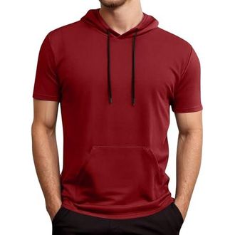 Generic T-shirt pour homme avec capuche et poche pour activit&eacute;s de plein air, t-shirt dentra&icirc;nement de basketball d&eacute;t&eacute; avec cordon de serrage, v&ecirc;tements de sp