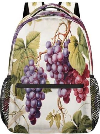 Generic Feuilles De Vigne Violettes Vintage Cartables Scolaires Confort Sac &Agrave; Dos Antivol Cartable Scolaire Pour Homme Travail D&eacute;placements 29X40Cm
