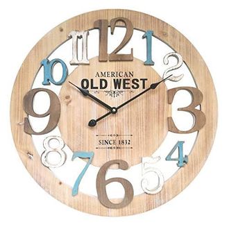 Mobili Rebecca Horloge D&eacute;corative Analogique MDF Bois Bleu Clair Design Moderne Salon Chambre D&eacute;coration Int&eacute;rieure - &Oslash; 50 cm x P 4,5 cm - Art. RE4992