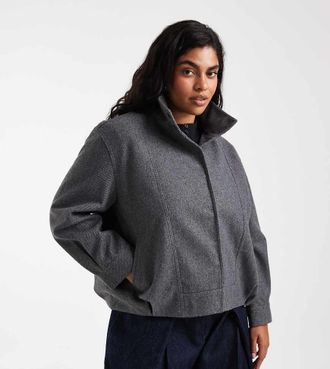 Only bomber &agrave; col chemin&eacute;e en gris moyen chin&eacute;