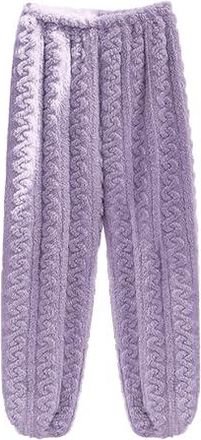 Generic Bas de pyjama pour femme - Couleur unie - V&ecirc;tements de nuit pelucheux - Pantalon d&eacute;contract&eacute; en peluche - Taille &eacute;lastique - V&ecirc;tements de nuit pour fe