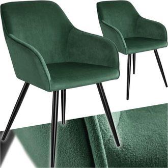 TecTake Tectake - Ensemble de 2 chaises cuir synthétique aspect velours vert foncé/noir