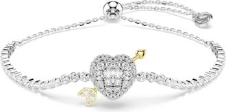 Swarovski Idyllia Armband, Verschiedene Schliffe, Herz mit Pfeil, Wei&szlig;, Rhodiniert