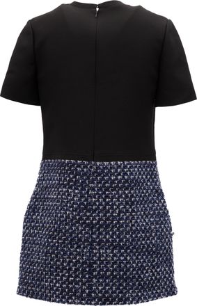 Valentino Garavani Womens Black And Blue Tweed Mini Dress