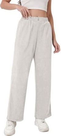 Generico Pantalon de sport pour femme, taille haute, pantalon long, jambe large, pantalon de sport, combinaison avec poches d&eacute;contract&eacute;es, confortable athl&eacute;tis