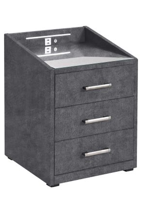 MID.YOU Mid.you Nachtschrank, Anthrazit, Kunststoff, 3 Schubladen, 47x61x46 cm, Schlafzimmer, Nachttische