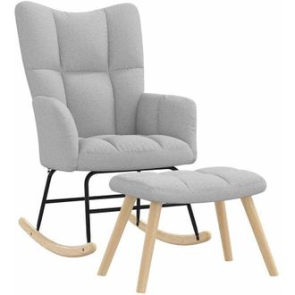 vidaXL Vidaxl - Chaise &agrave; bascule avec repose-pied gris nuage tissu