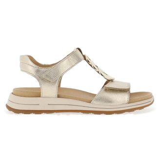 Ara Femme, Chaussures, Jaune, Taille: 41 EU Sandale Dor&eacute;e avec Double Fermeture Velcro