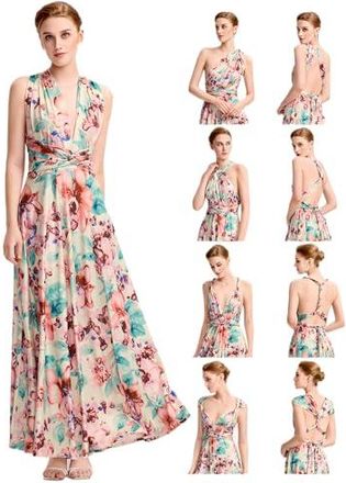 Ever-pretty Robe Demoiselle dhonneur Femme Multi-Style sans Manches Robe de Soirée Longue Convertible Chic