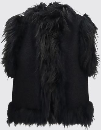 Fendi Gilet en laine vierge avec col en fourrure de renard