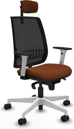 Piqueras y Crespo B&uuml;rostuhl mit 24-Stunden-Nutzungszertifikat, mit wei&szlig;en und schwarzen Armlehnen, h&ouml;henverstellbare Lendenwirbelst&uuml;tze, Schwarz/Braun