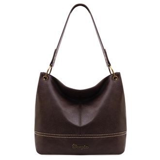 Montana West Wrangler Hobo-Taschen für Damen, veganes Leder, Tragegriff oben, Geldbörsen und Handtaschen, Solider Kaffee, Large