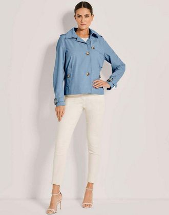 Madeleine Trenchcoat Verk&uuml;rzte Trenchjacke mit Taschen Sommerlicher Trench-Style mit Hemdkragen, Langarm