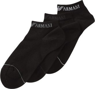 Emporio Armani Herrensocken mit verl&auml;ngertem Logo, Schwarz, Gr&ouml;&szlig;e S/M, 3er-Pack, Schwarz, S