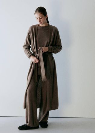 Mango Cardigan 100 % cachemire coupe longue marron moyen - Femme - S - MANGO