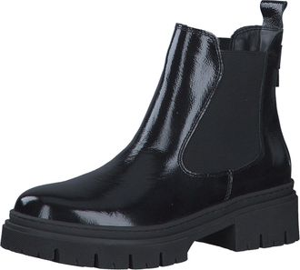 Tamaris Damen Chelsea Leder Blockabsatz bequem; BLACK PATENT, EU 37