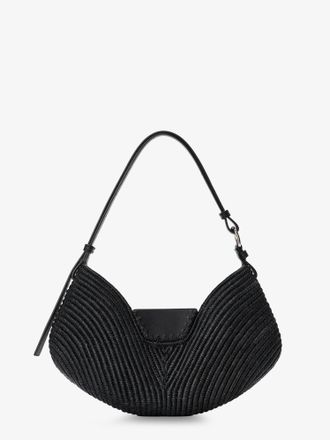 Loewe Womens Shoulder Bag Paulas Ibiza-Swing Black Raffia-Leather Raffia/leather