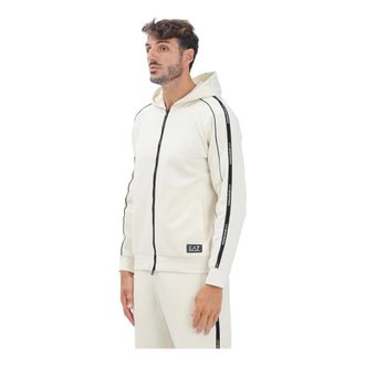 Emporio Armani Sweat &agrave; fermeture &eacute;clair au design dynamique - Homme - Sweatshirts et sweats &agrave; capuche - Beige - Taille: XL