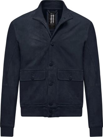 Bomboogie Homme, Vestes, Bleu, Taille: L Veste en cuir su&eacute;d&eacute;