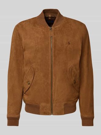 Polo Ralph Lauren Lederjacke mit Logo-Stitching und Eingrifftaschen