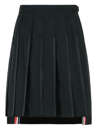 Thom Browne jupe mi-longue Grosgrain &agrave; design pliss&eacute; - Noir