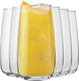 Krosno Highball-Gläser 6er Set - 620 ml Nutzvolumen (700 ml Gesamt), Kristallglas für Wasser, Saft, Cocktails & mehr. Spülmaschinenfest, bleifrei, modern & l