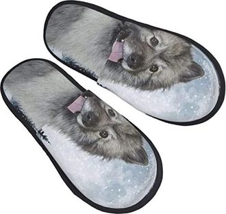 Generic Chaussons Femme Homme Keeshond De Compagnie Chaussures DInt&eacute;rieur Chaude Chaud Chaussons Confort Pantoufles En Peluche Pour Int&eacute;rieur H&ocirc;tel Voyager M