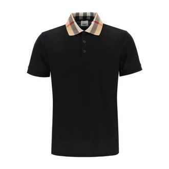 Burberry Polo-Shirt mit Karomuster-Kragen aus Baumwolle - - Tops - Herren - Schwarzk - S