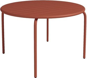 Vente-Unique Table de jardin ronde D.110 cm en m&eacute;tal - Terracotta - MIRMANDE de MYLIA