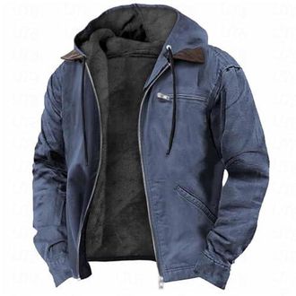 Generic Veste dhiver l&eacute;g&egrave;re et &eacute;paisse &agrave; capuche avec fermeture &eacute;clair et doublure en polaire pour homme, bleu marine, 4XL