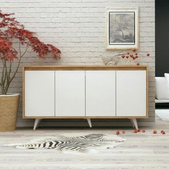 Pier Import Buffet scandinave bicolore, 4 portes blanches JENA