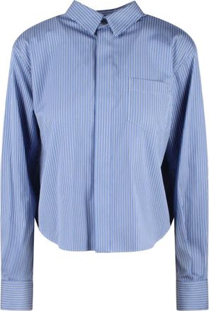sacai chemise en popeline &agrave; rayures - Bleu